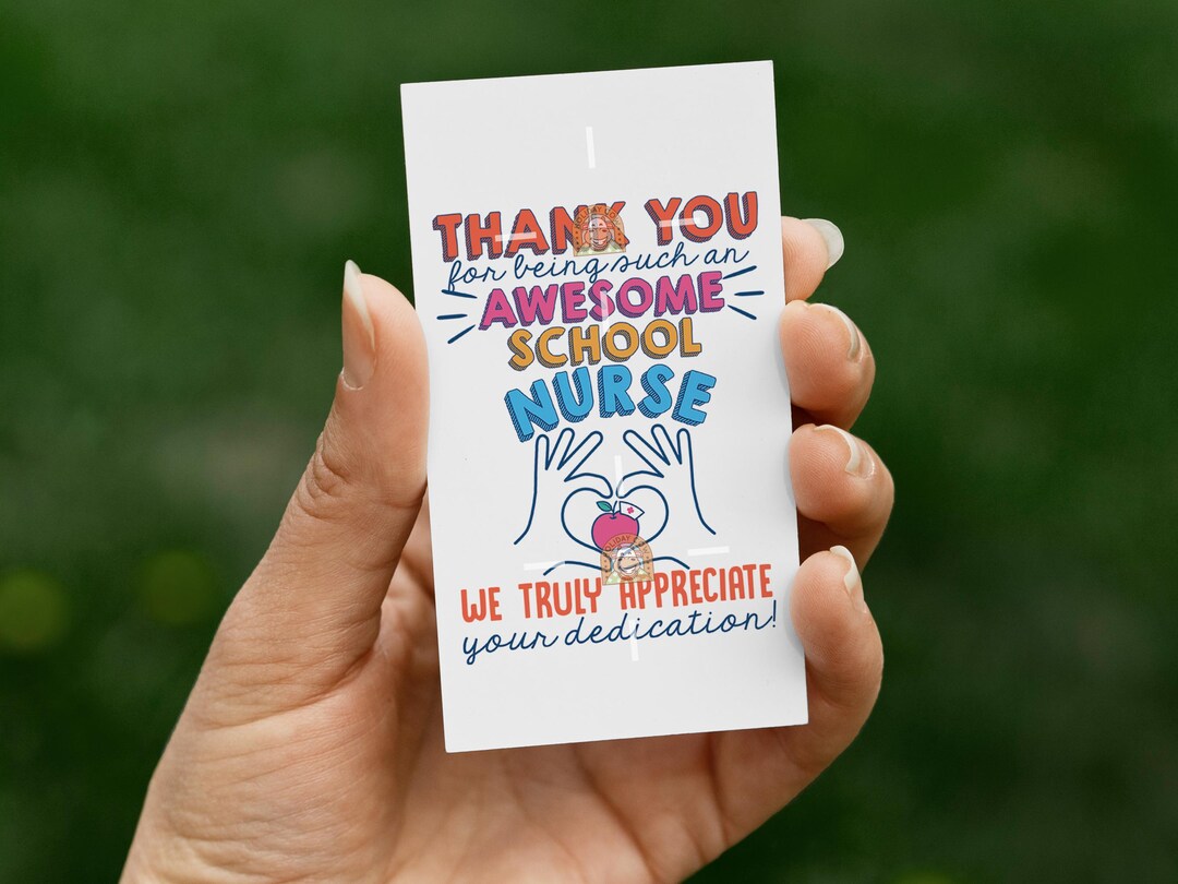 School Nurse Gift Tag, Printable Thank You School Nurse Tag, School ...