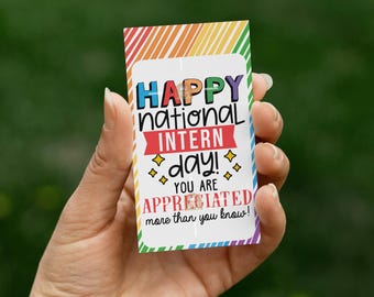 Intern Tag Printable, National Intern Day Gift Tags, Tags for Intern ...