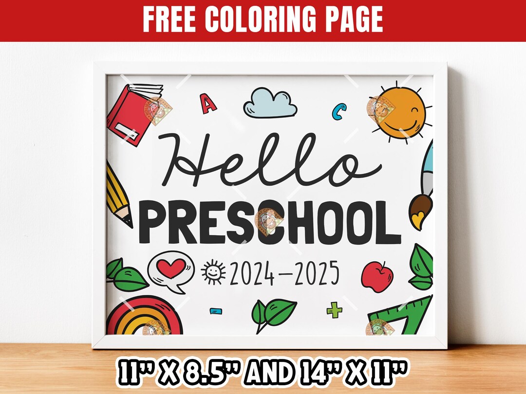 First Day of Preschool Sign, First Day of School Sign Printable, Back ...