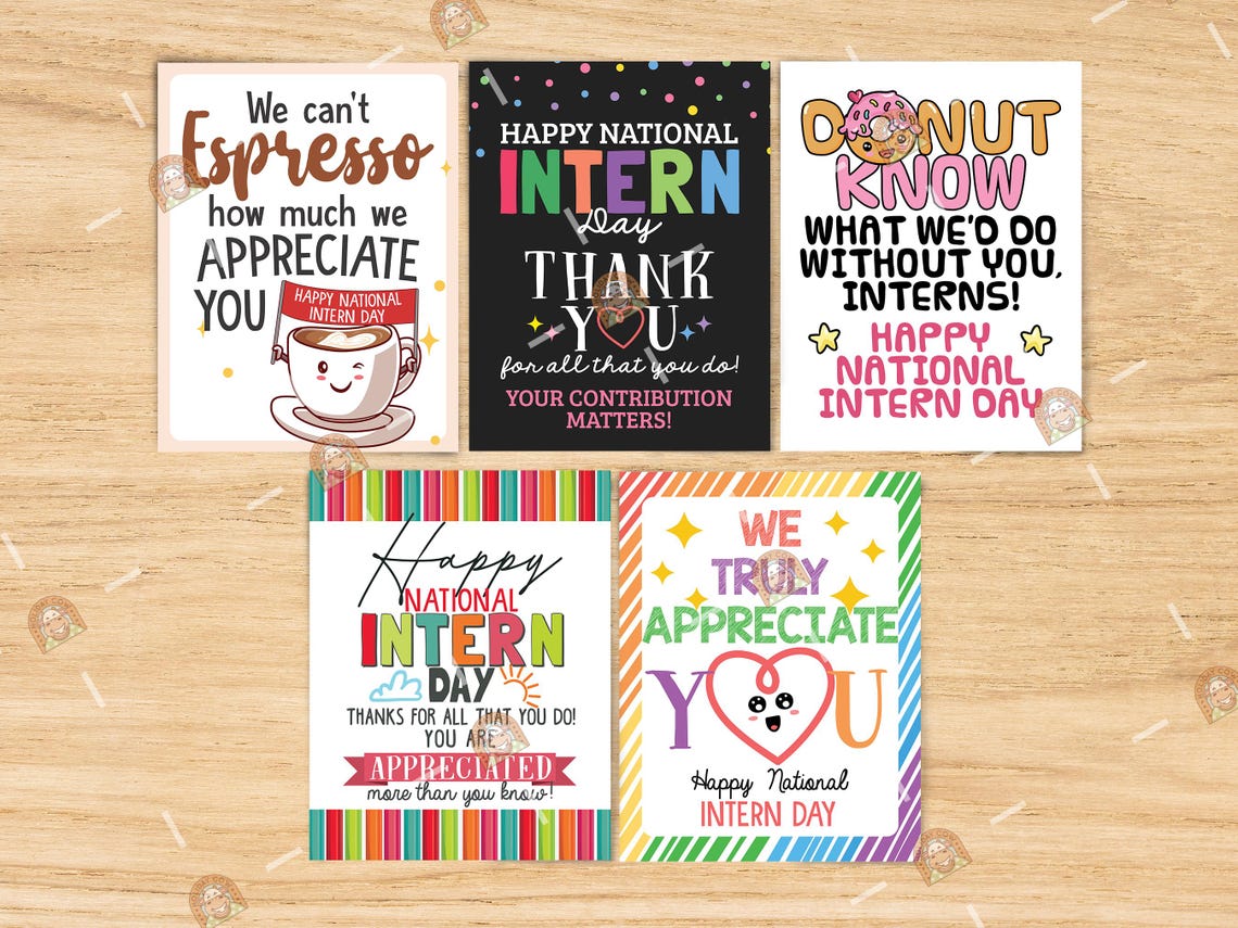Intern Signs Bundle, Printable Happy Intern Day Poster, Intern Thank ...