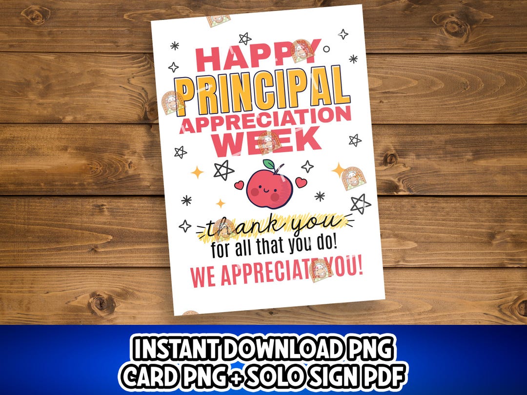 Principal Appreciation Week Card Printable, National Principals Week ...