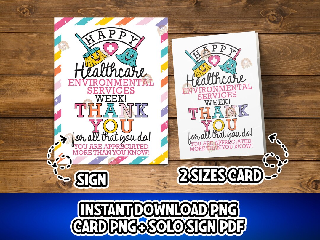 National Healthcare Environmental Services Week Sign, Evs Week Card ...