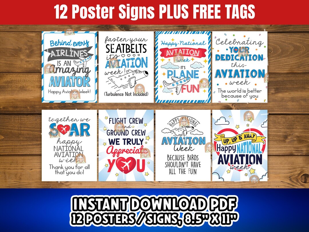 National Aviation Week Signs Printable, Aviation Professional Gift ...