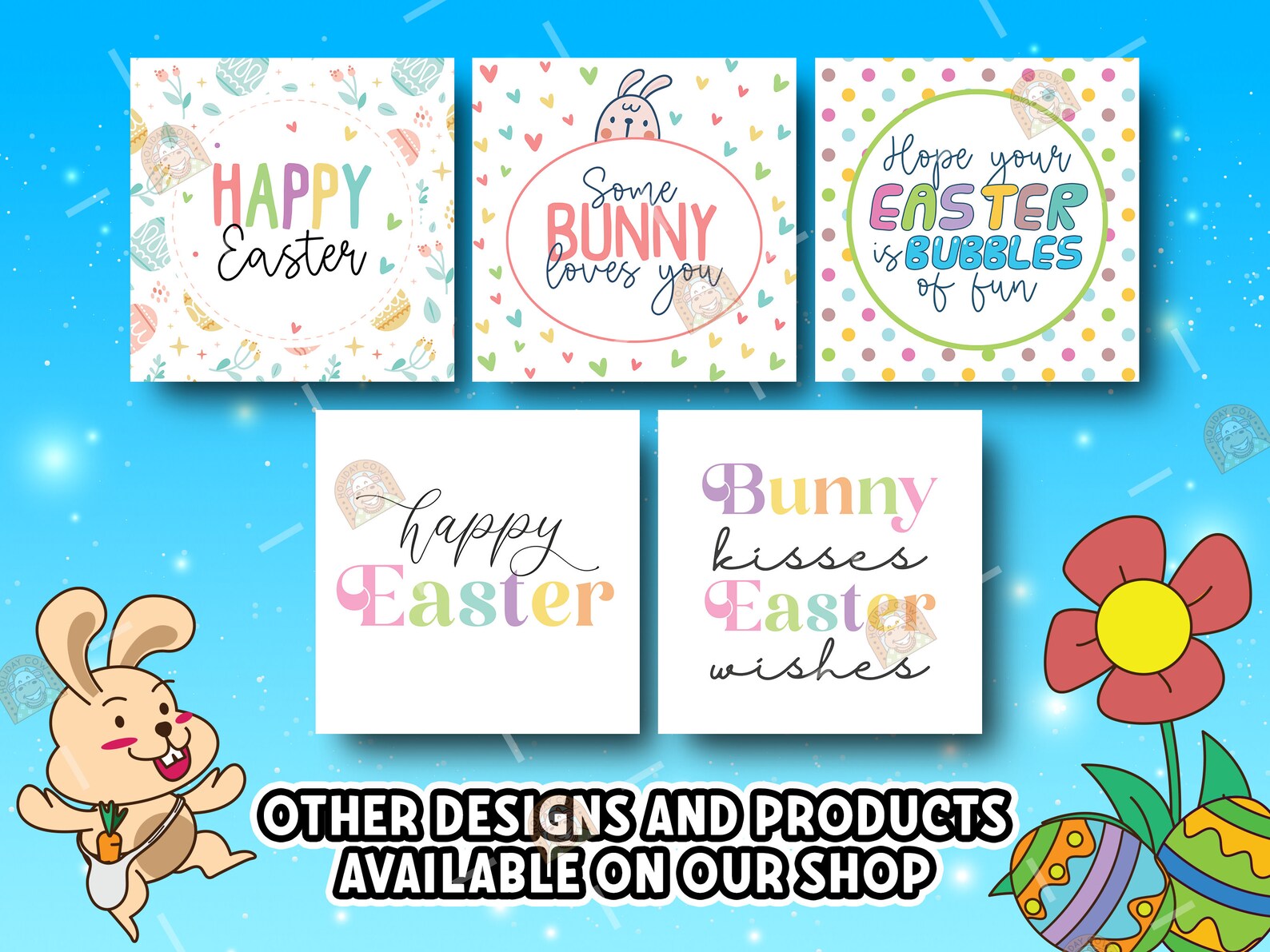 Easter Wishes and Bunny Squishes, Minimalist Easter Tag Printable ...