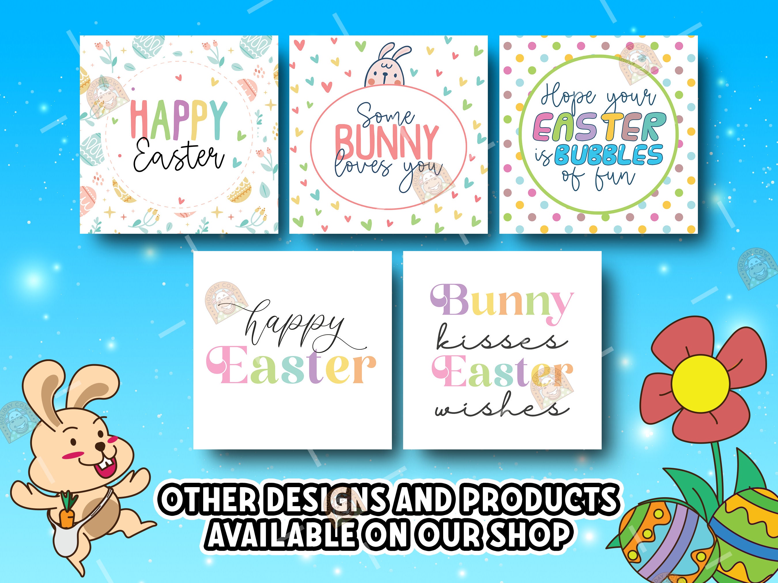Easter Wishes and Bunny Squishes, Minimalist Easter Tag Printable ...