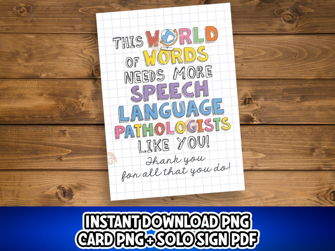 Speech Language Pathologist Gift, Speech Pathologist Card Printable ...