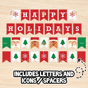 Happy Holidays Banner Printable, Happy Holidays Bunting for Christmas ...