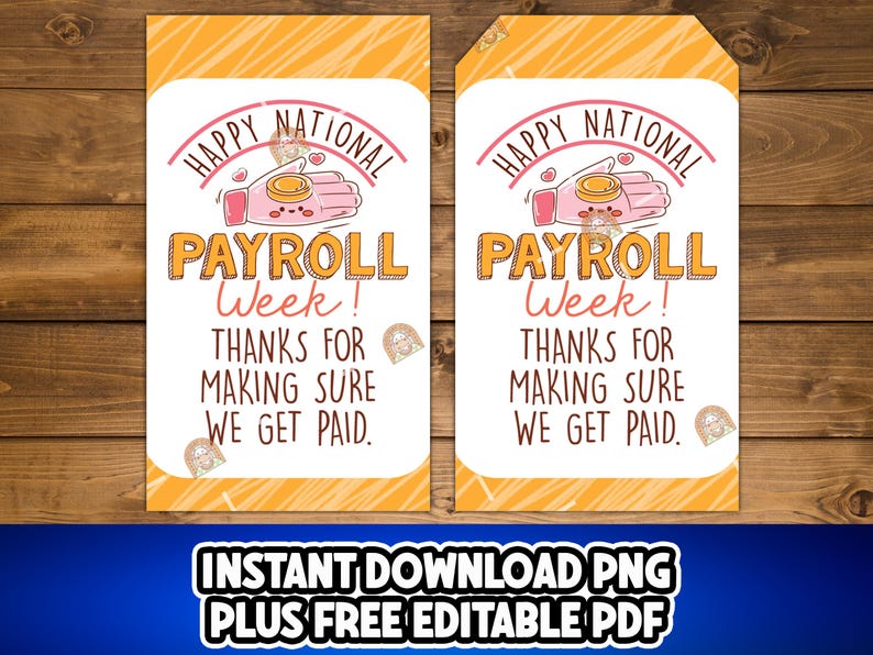 Funny Payroll Week Gift Tags Printable, National Payroll Week Tag ...