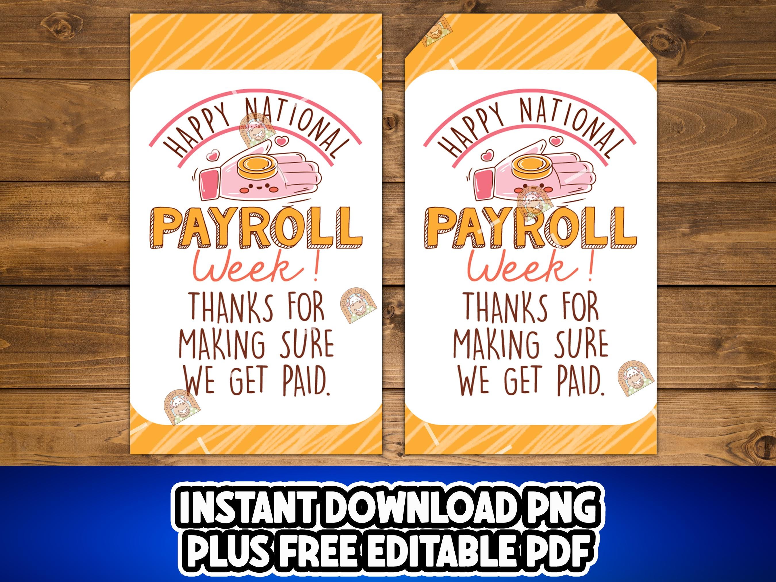 Funny Payroll Week Gift Tags Printable, National Payroll Week Tag ...