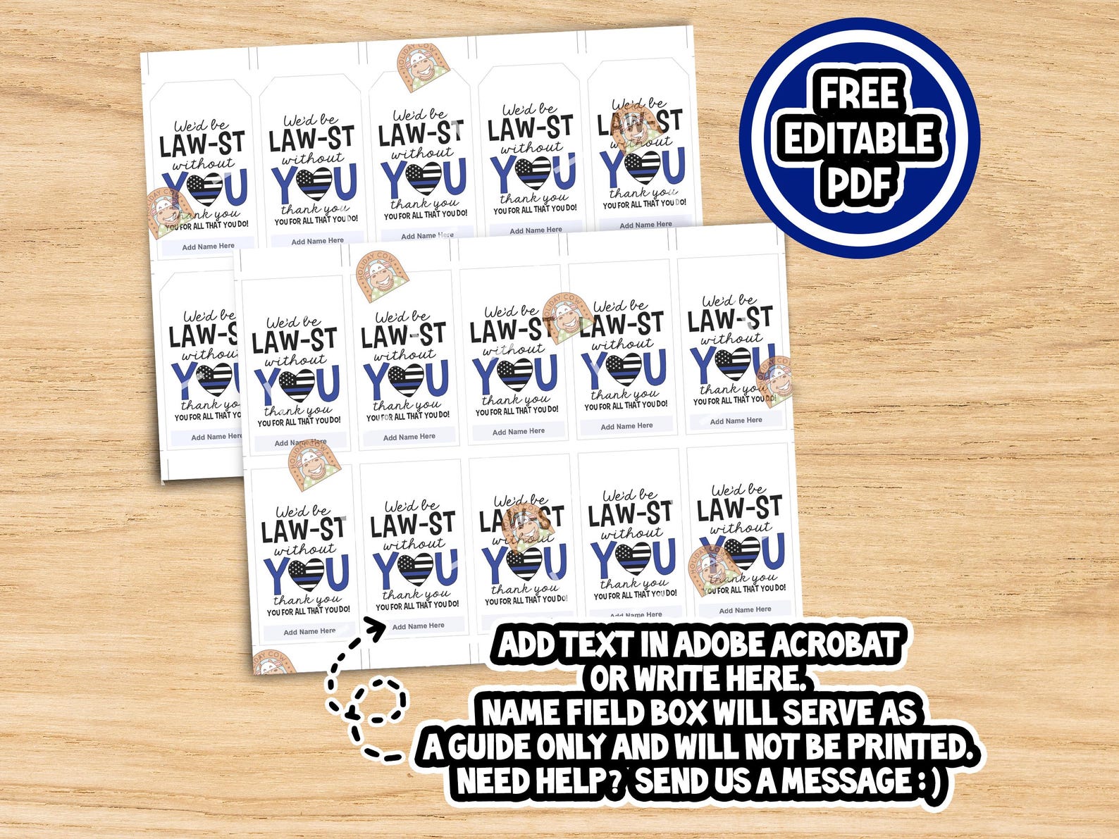 Funny Police Gift Tag, Printable Police Appreciation, Police Officers ...