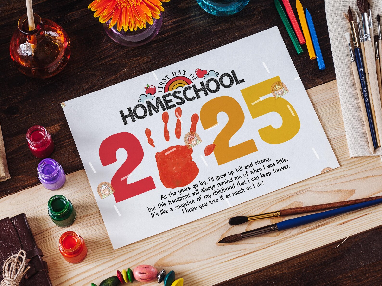 First Day of Homeschool Handprint Art Printable, Back to School ...
