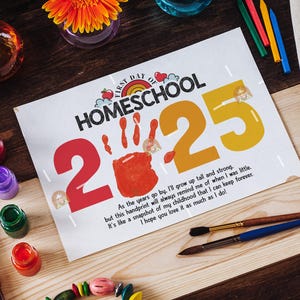 First Day of Homeschool Handprint Art Printable, Back to School ...