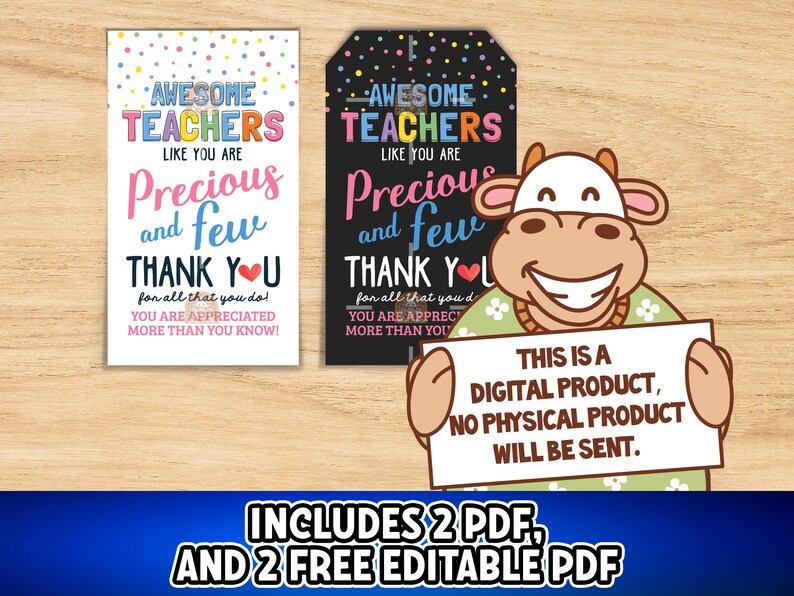 Teacher Appreciation Gift Tag Printable, Teacher Thank You Tag, End of ...