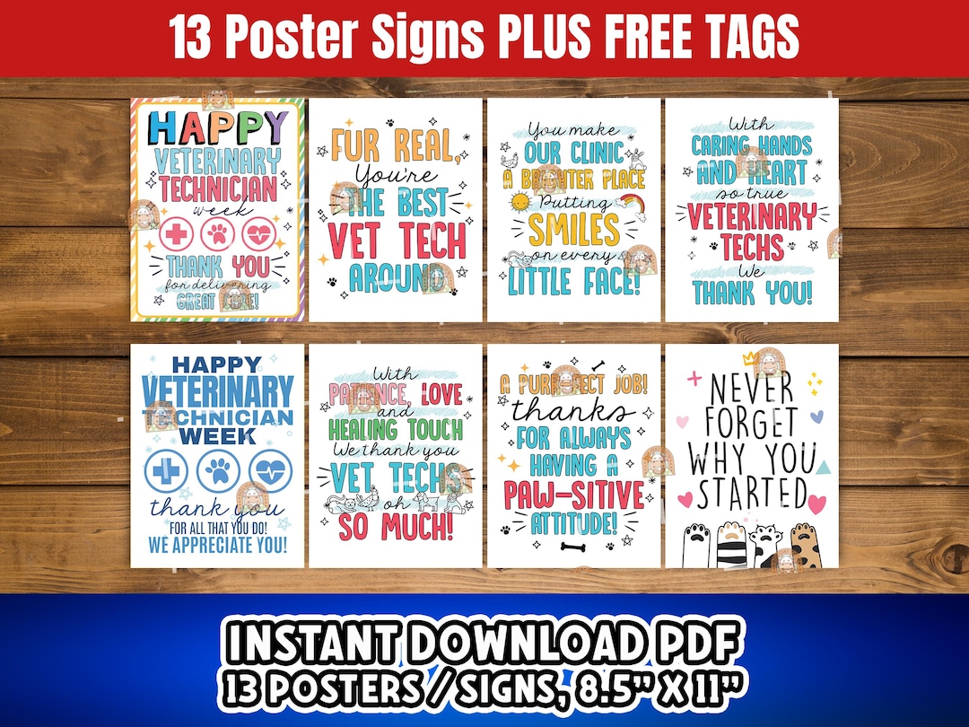 Vet Tech Week Gifts, Vet Tech Week Thank You Poster Printable ...