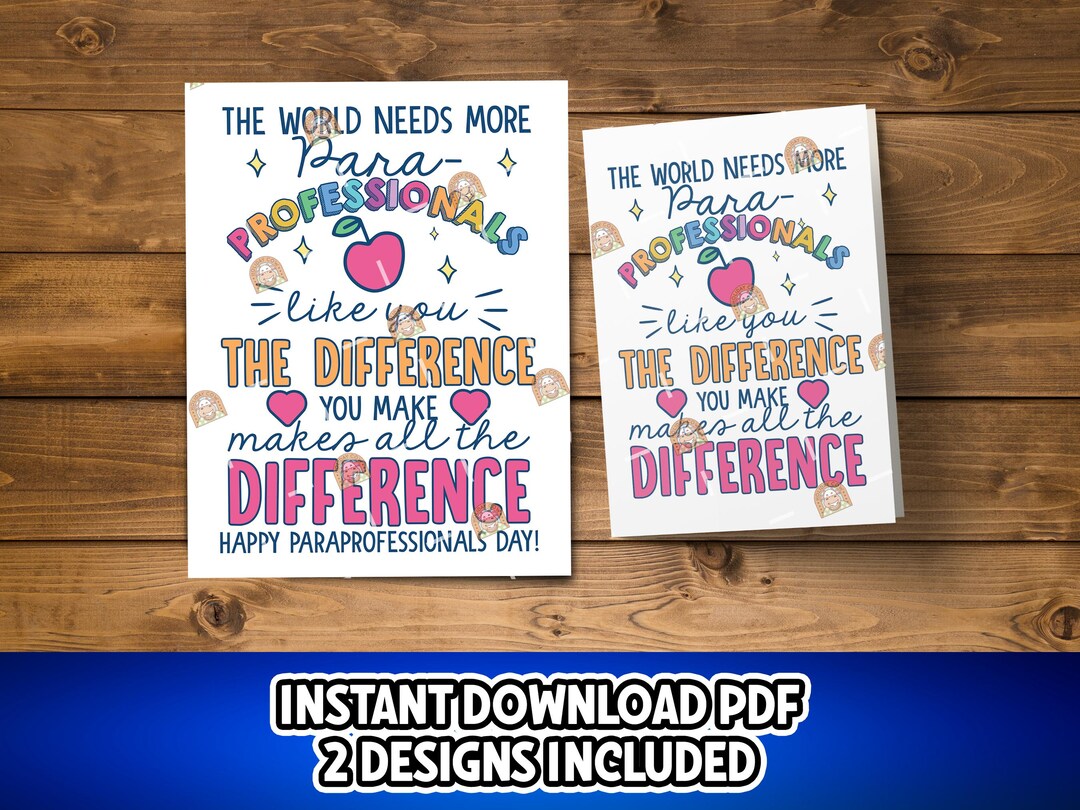 Paraprofessional Gift, School Paraprofessional Card Printable, Para ...