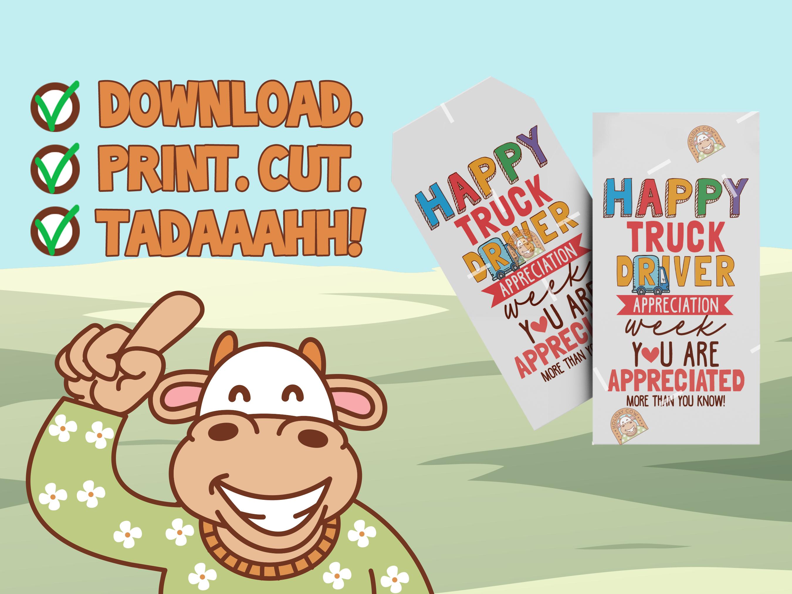 Truck Driver Appreciation Tags Printable, Truck Driver Appreciation ...