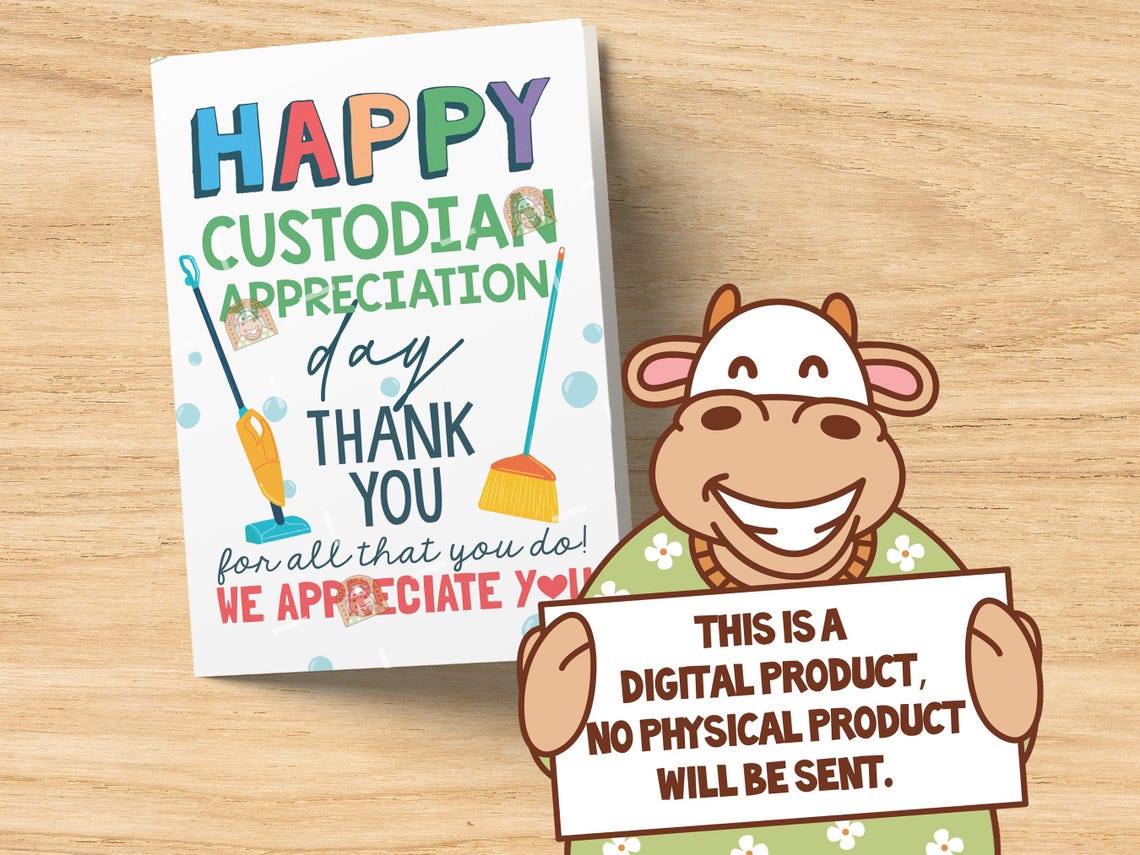 Custodian Day Card Printable, Custodian Appreciation Gift, Thank You ...