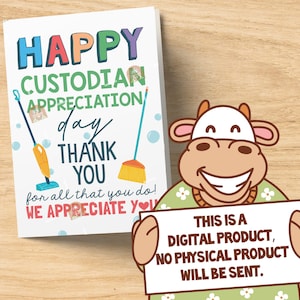 Custodian Day Card Printable, Custodian Appreciation Gift, Thank You ...