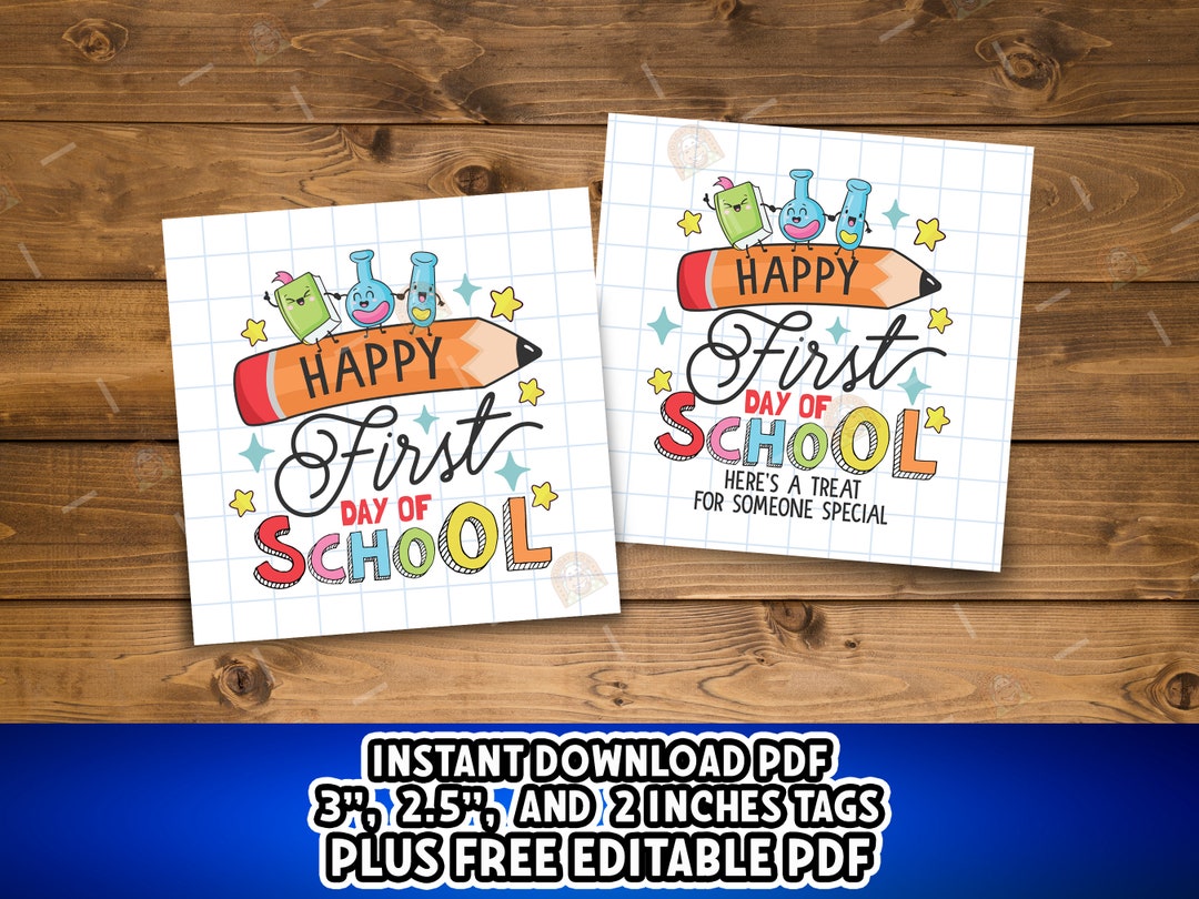 Happy First Day of School Tag Printable, Welcome Back to School Tags ...