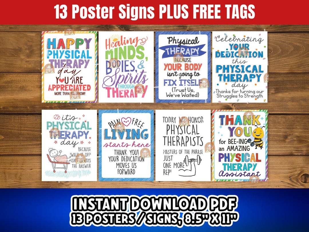 Physical Therapy Day Signs Bundle Printable, Physical Therapists Gifts ...