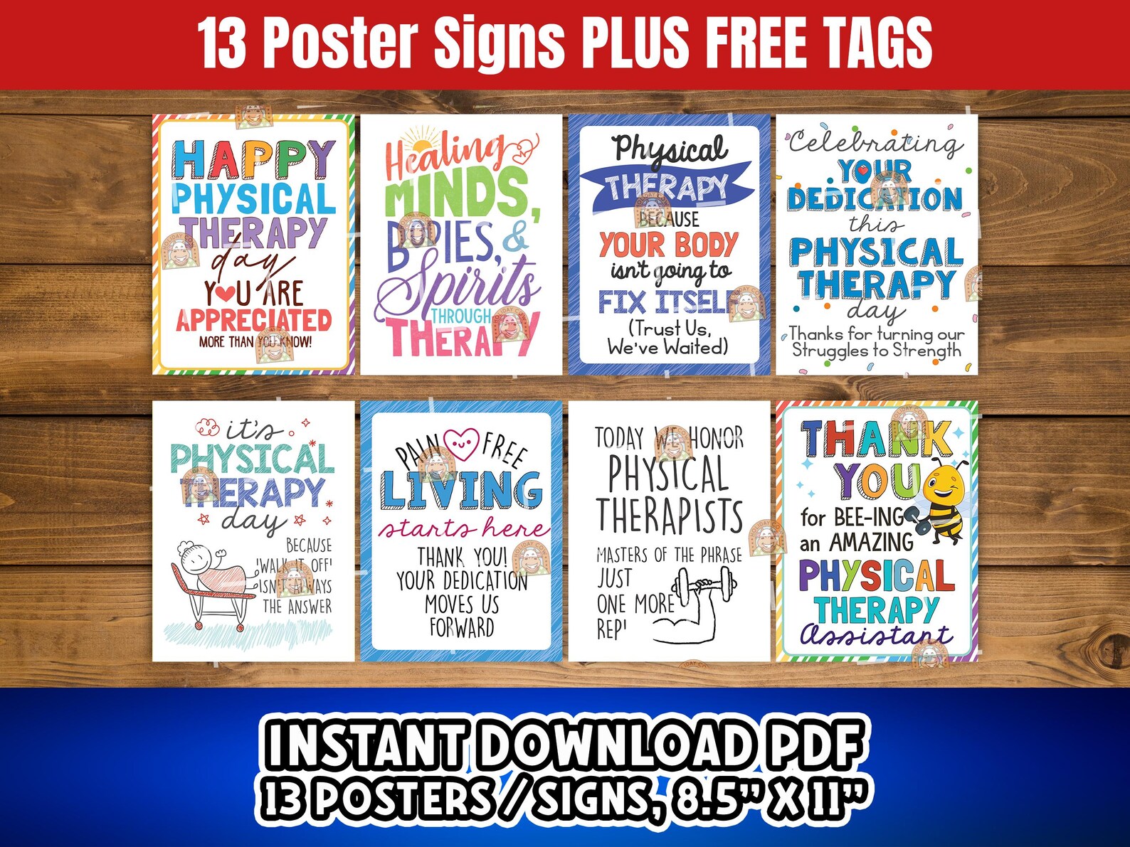 Physical Therapy Day Signs Bundle Printable, Physical Therapists Gifts ...