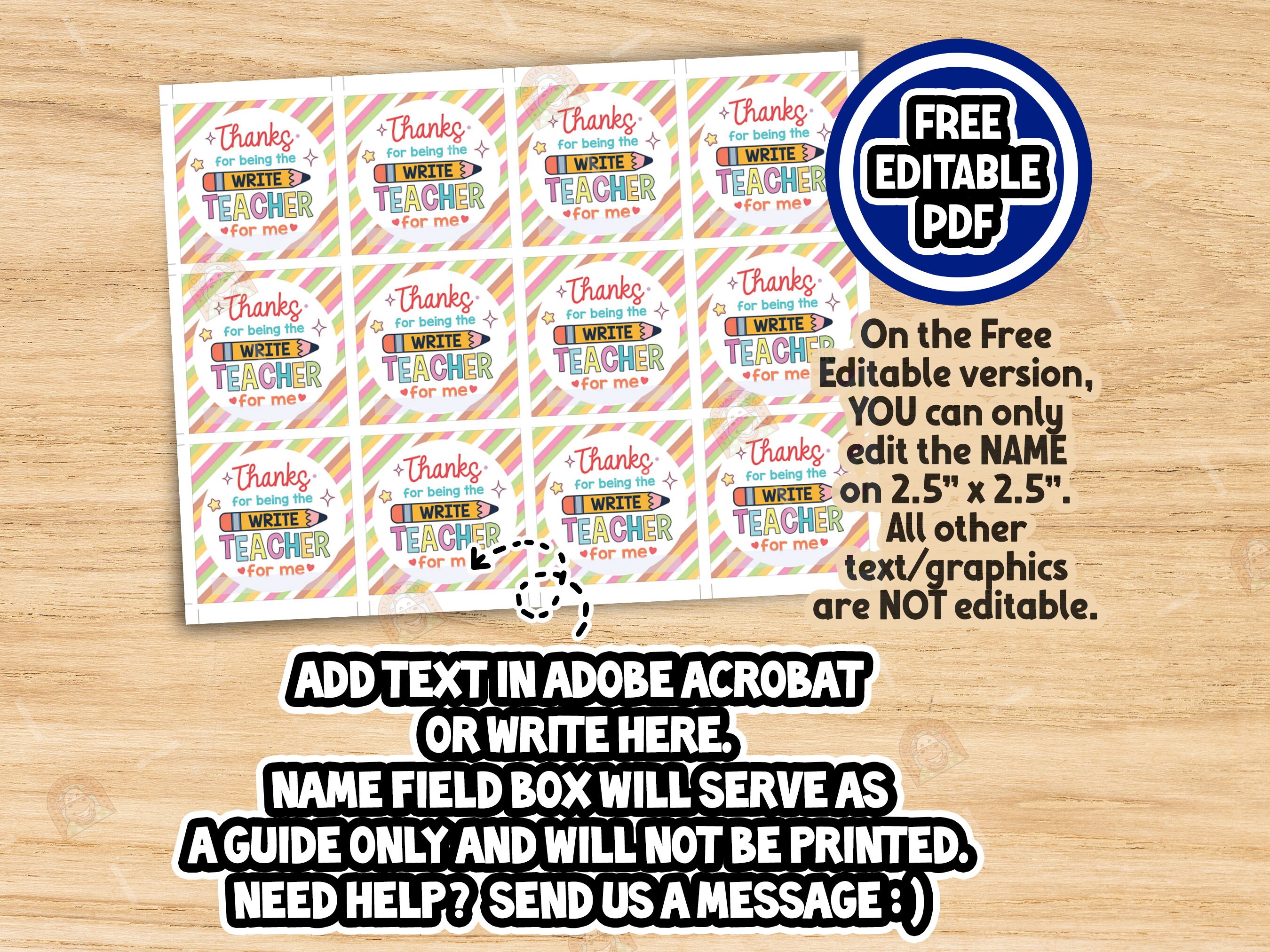 Teacher Appreciation Tag Printable, Thank You Teacher Cookie Tag, End ...
