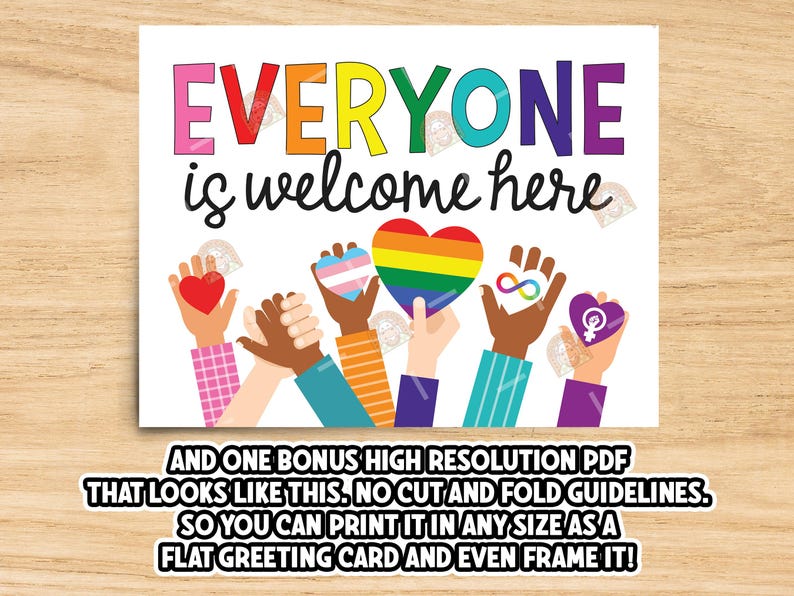 Everyone is Welcome Here Sign, Printable Inclusive Classroom Décor, No ...