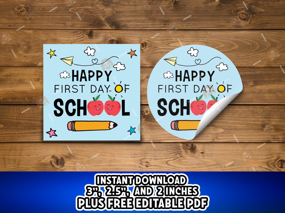 First Day of School Apple Gift Tag, Teacher Cookie Tag, Back to School ...