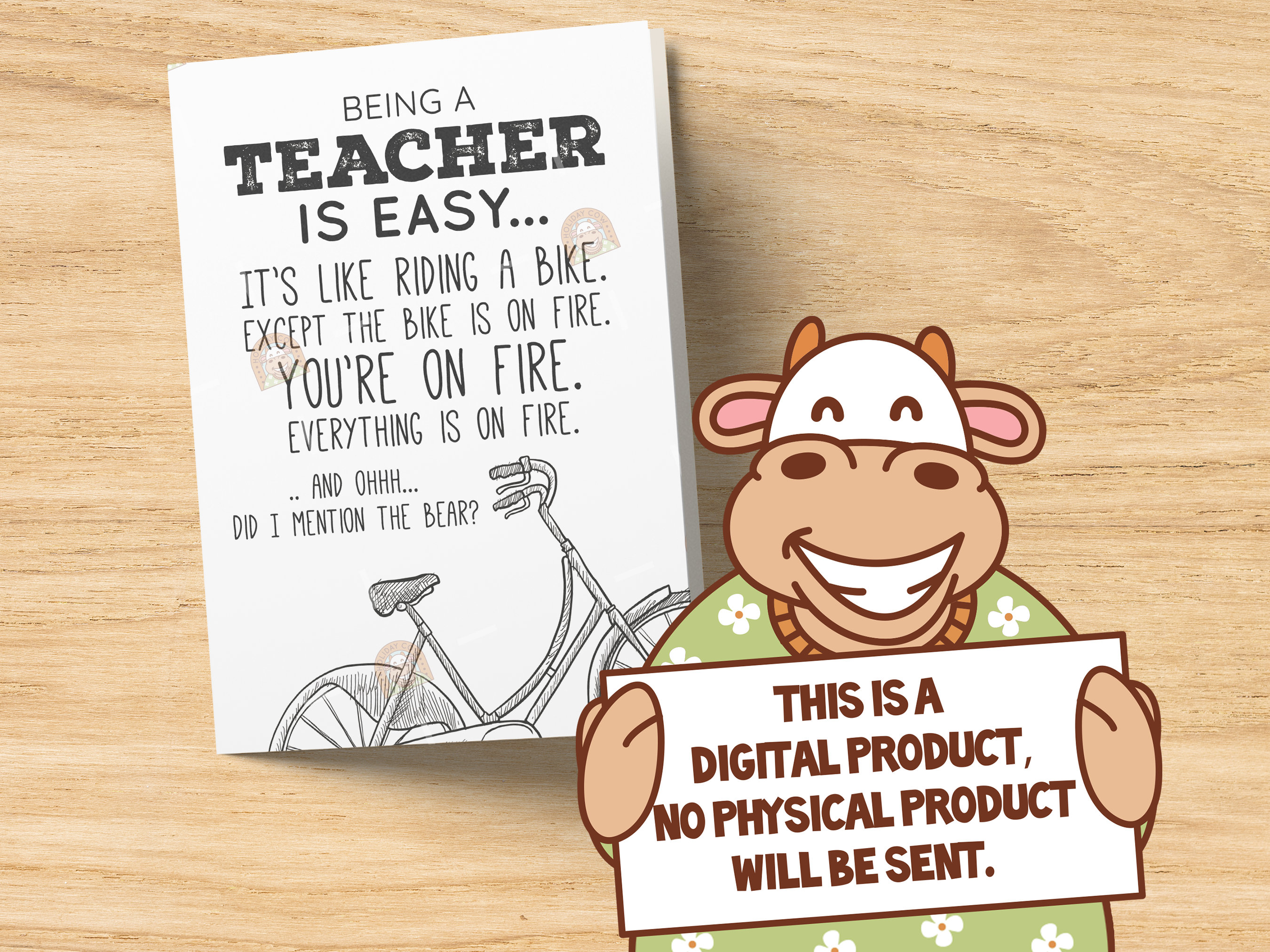 Funny Teacher Thank You Card, Teacher Appreciation Week Printable Card ...