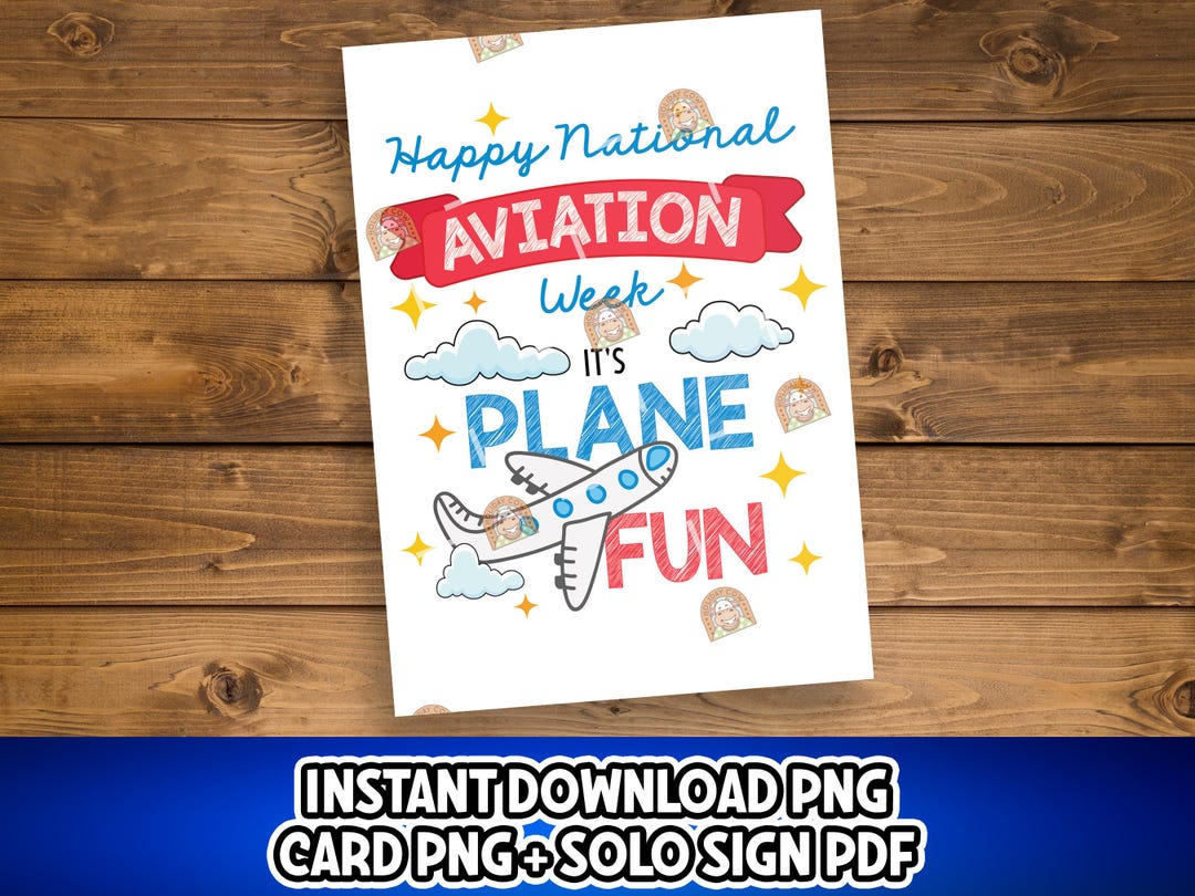National Aviation Week Gift Printable, Plane Fun Aviation Week Card ...