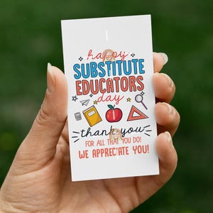 Printable Substitute Educators Day Tags, Substitute Teacher Thank You ...
