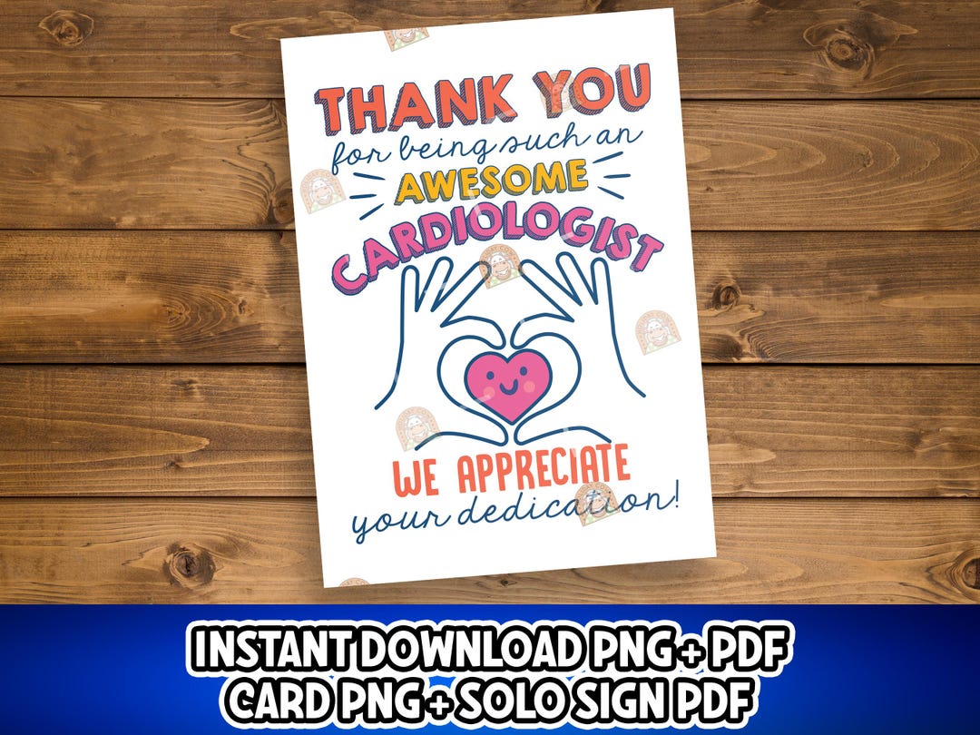 Cardiologist Gift, Printable Cardiac Rehab Week Gift, Thank You ...