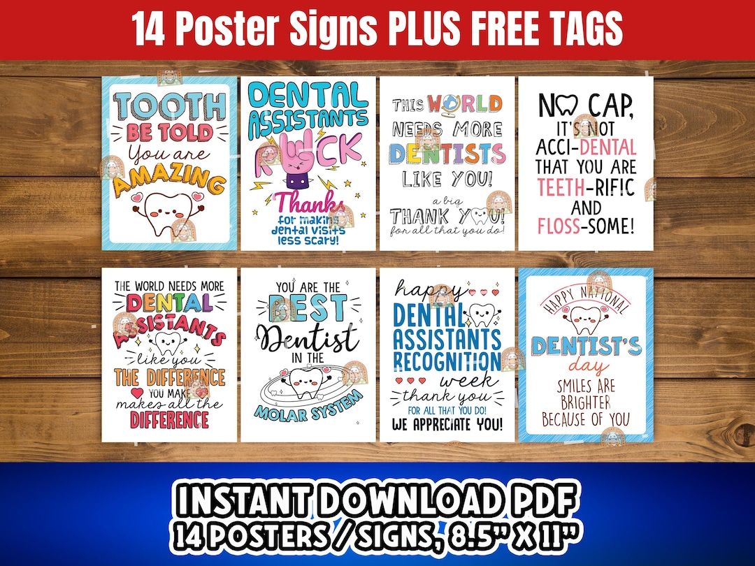 Printable Dental Signs, Dental Assistant Week Poster, Dentist's Day ...