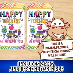 World Teachers Day Gift Tag Printable, World Teacher Day Tag, Happy ...