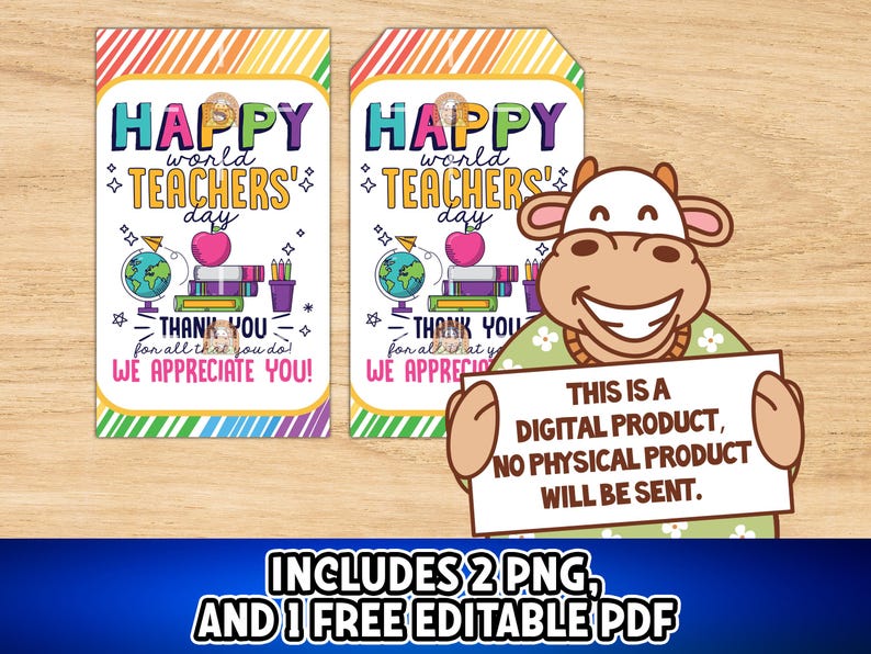 World Teachers Day Gift Tag Printable, World Teacher Day Tag, Happy ...