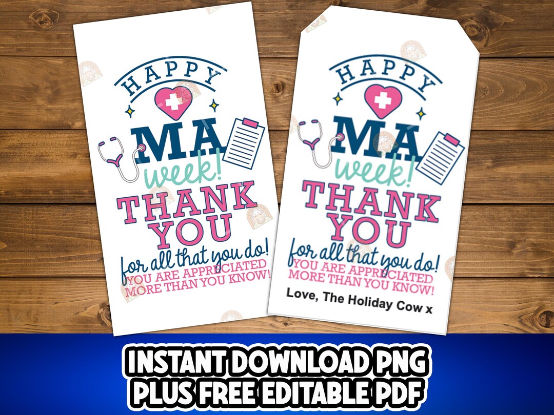 MA Week Gift Tag, Medical Assistant Week Tag, Printable MA Week Tag ...