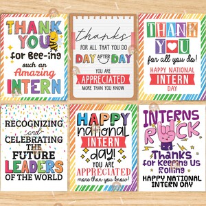 Intern Signs Bundle, Printable Happy Intern Day Poster, Intern Thank ...