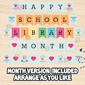 Printable Library Banner, Library Week Banner, Library Signs, Library ...