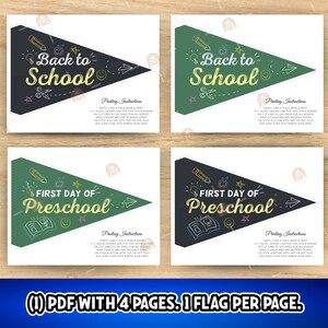 First Day of Preschool Flag, Printable First Day of School Pennant ...