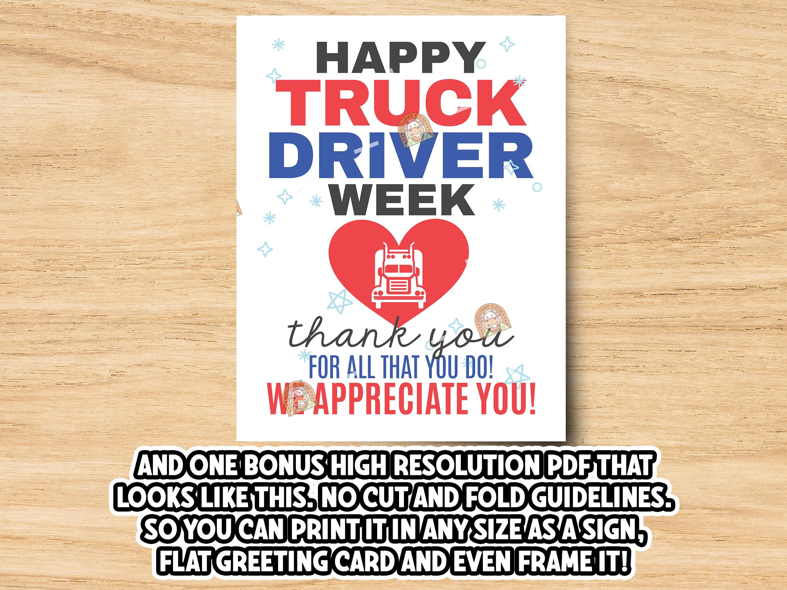 Truck Driver Appreciation Week Card Printable, Truck Driver ...