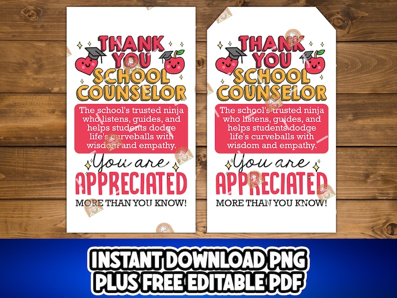 School Counselor Gift Tag, National School Counseling Week Tag ...