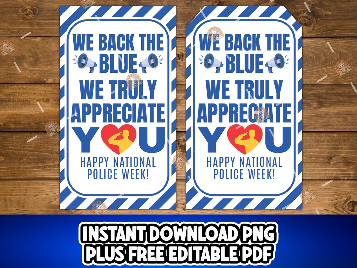 Police Week Tags Printable, National Police Officers Week Gift Tag ...
