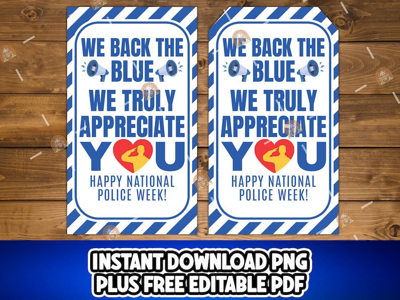 Police Week Tags Printable, National Police Officers Week Gift Tag ...