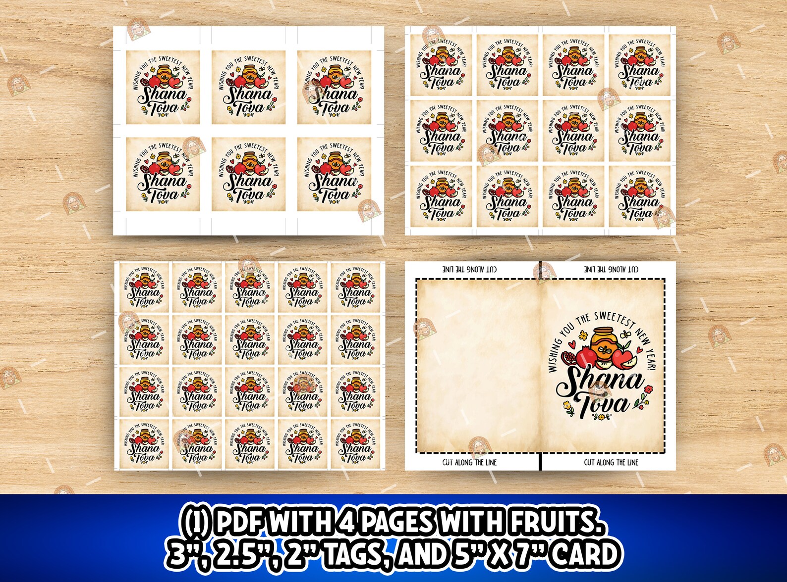 Rosh Hashanah Set, Shana Tova Printable Tags, Rosh Hashanah Gift ...