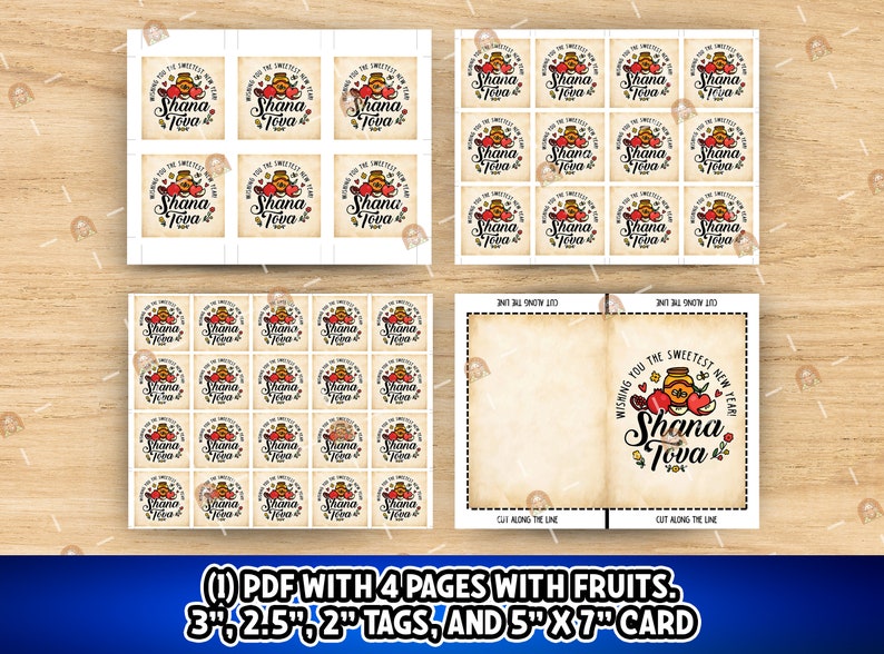 Rosh Hashanah Set, Shana Tova Printable Tags, Rosh Hashanah Gift ...