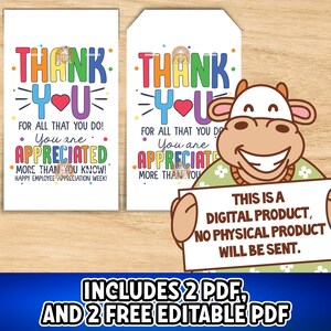 Employee Appreciation Week Gift Tag Printable, Staff Appreciation ...