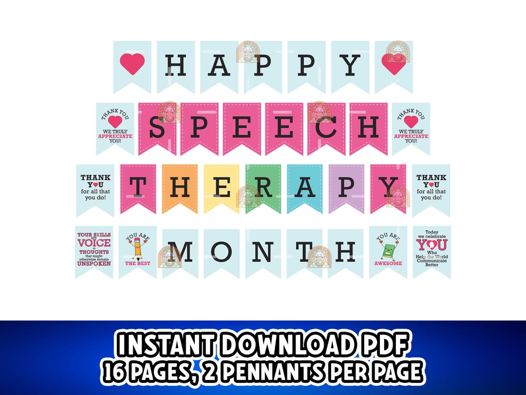 Speech Therapy Month Banner Printable, Speech Therapists Banner, Thank ...