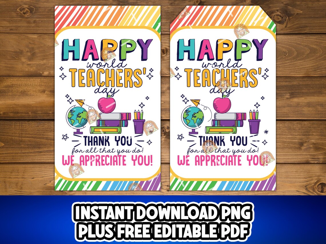 World Teachers Day Gift Tag Printable, World Teacher Day Tag, Happy ...