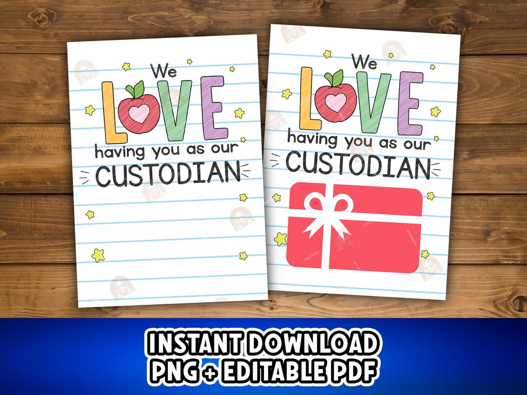 Custodian Day Gift Card Holder, Printable Custodian Appreciation Gift ...