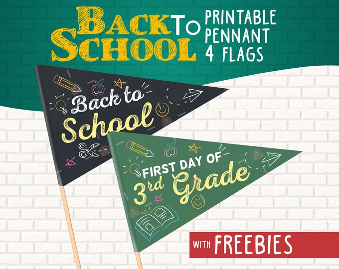 Printable First and Last Day of 3rd Grade Pennant First Day and Last ...
